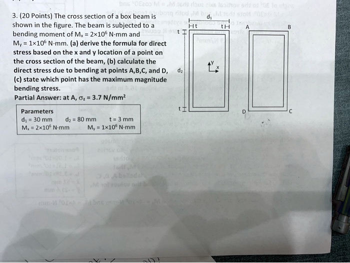 SOLVED: 3.20 Points) The cross section of a box beam is shown in the ...