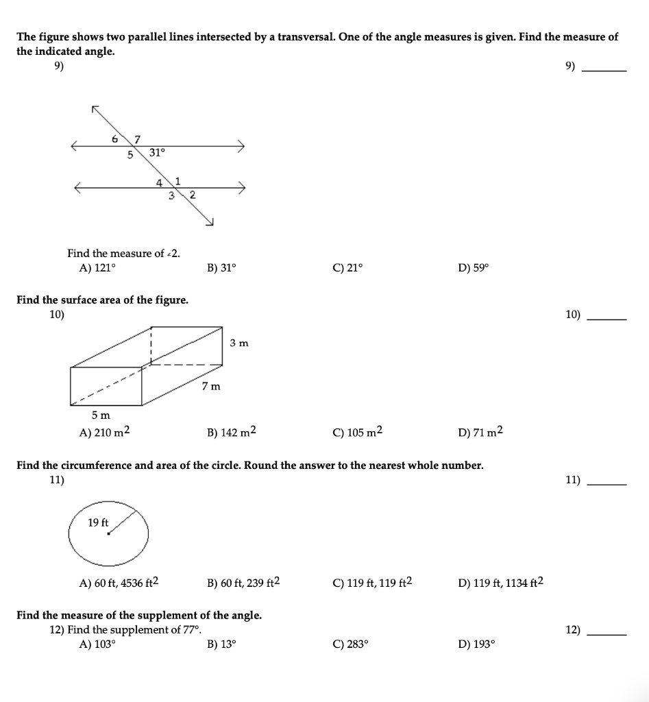 The figure shows two parallel lines intersected by...
