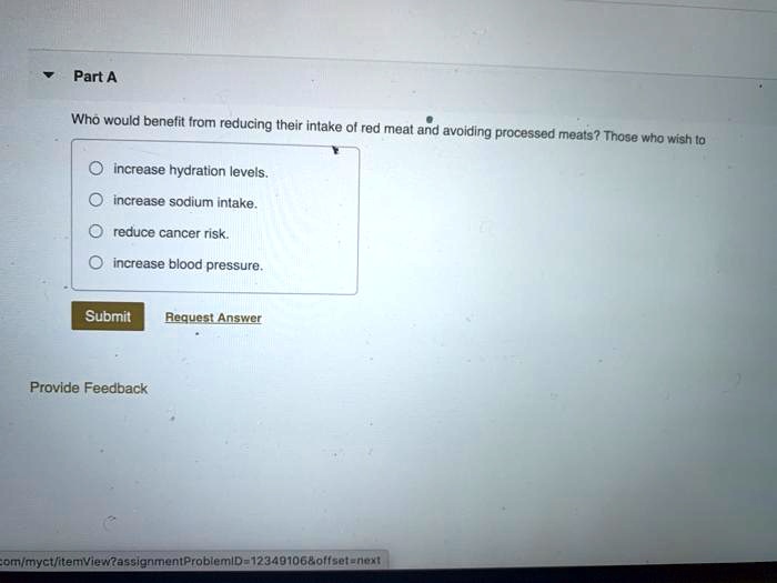 SOLVED: Who would benefit from reducing their intake of red meat and ...