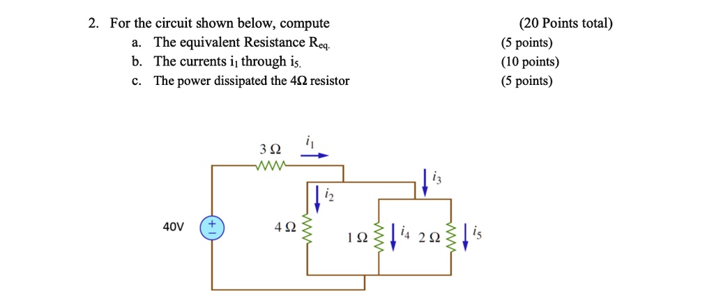SOLVED: For the circuit shown below, compute: a. The equivalent Resistance Req b. The current ...