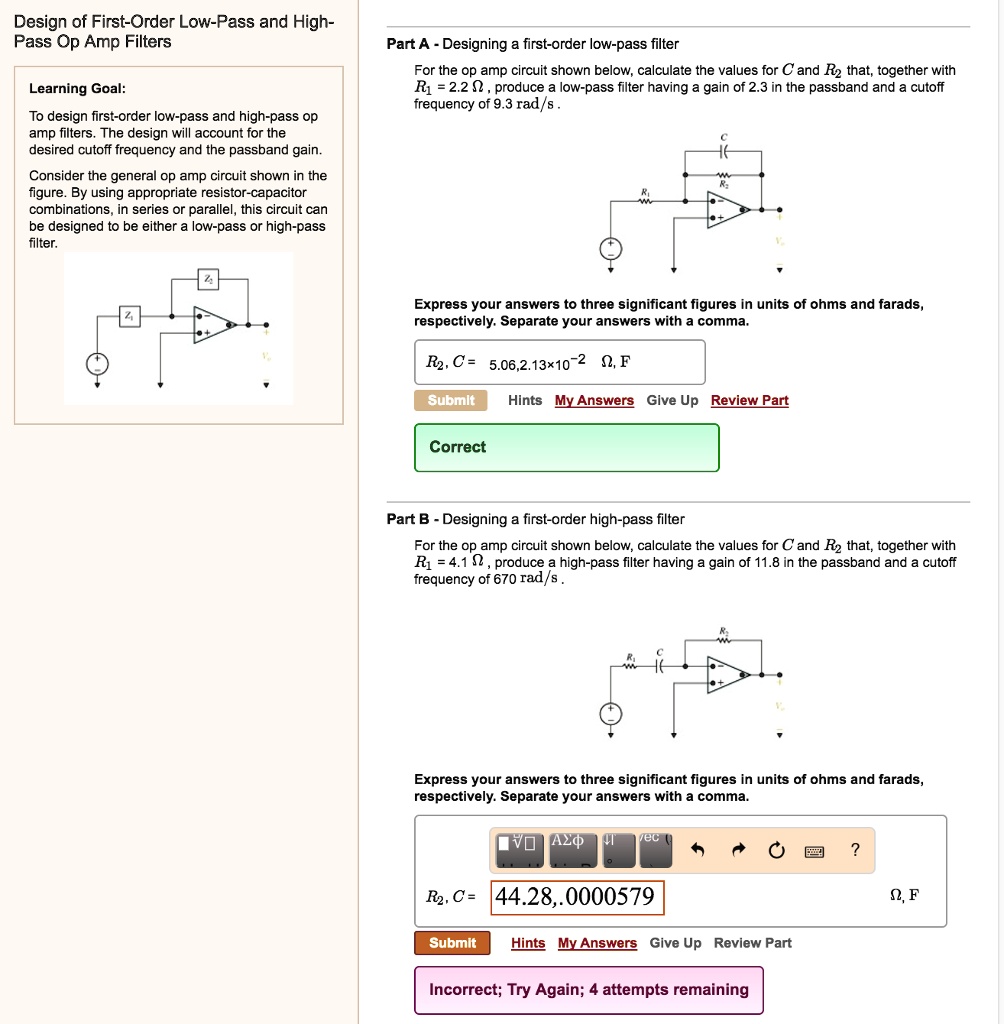 SOLVED: Title: Design of First-Order Low-Pass and High-Pass Op Amp ...