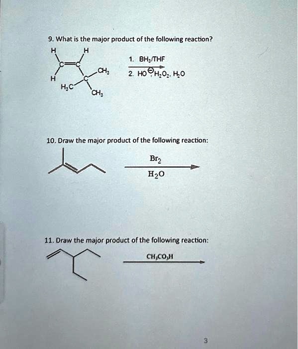 SOLVED: 9.What is the major product of the following reaction? 1.BHTHF ...