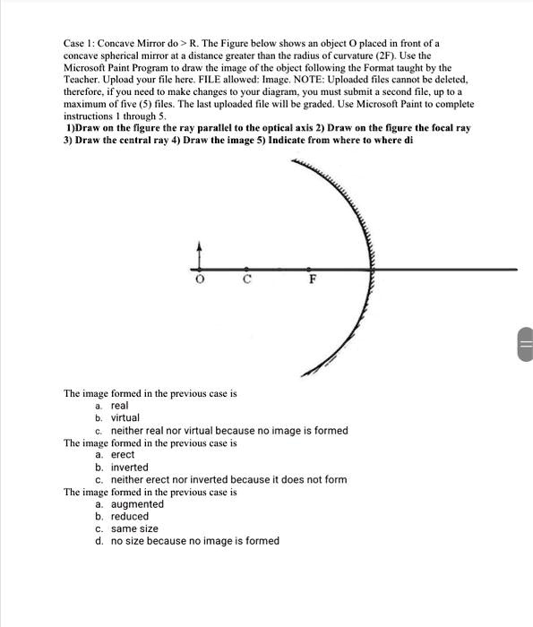 SOLVED: Concave Mirror - Image Formation The figure below shows an ...