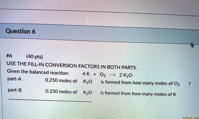 question 6 6 40 pts use the fill in conversion factors in both parts ...