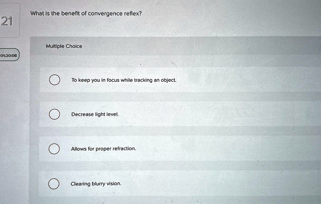 What is the benefit of convergence reflex multiple choice to...