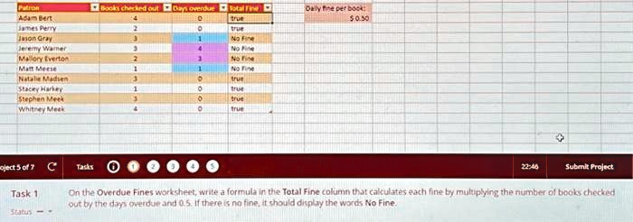 Patron Books checked out Days overdue Total Fine Daily fine per book ...