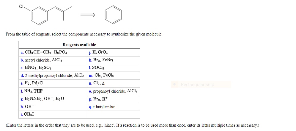 SOLVED: From the table of reagents, select the components necessary to ...