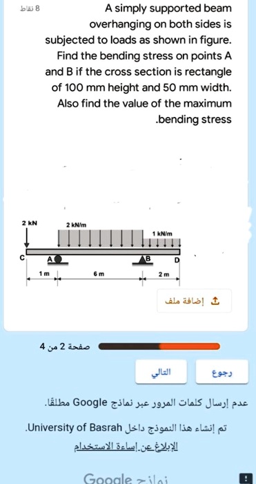 SOLVED: A simply supported beam overhanging on both sides is subjected ...