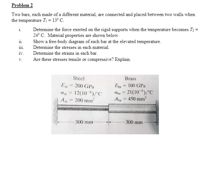 Problem 2 Two bars, each made of a different material, are...