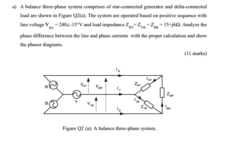 SOLVED: a A balance three-phase system comprises of star-connected generator and delta-connected ...