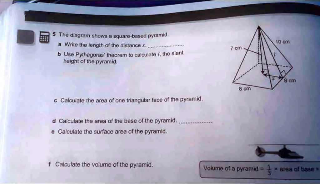 Solved The Diagram Shows A Square Based Pyramid Write The Length Of The Distance Use