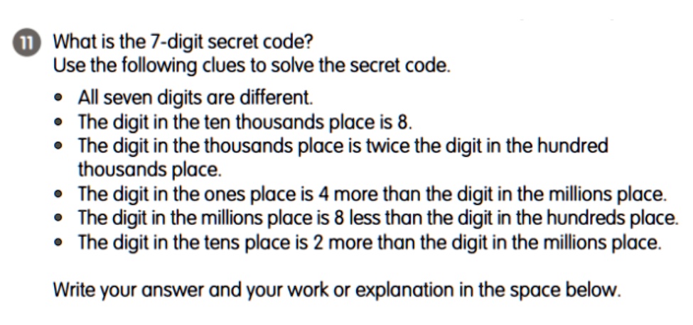 11 What is the 7-digit secret code? Use the following clues to solve ...
