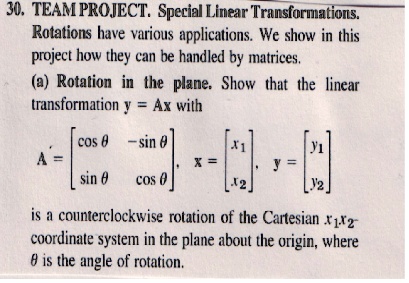 30 team project special linear transformations rotations have various applications we show in ...