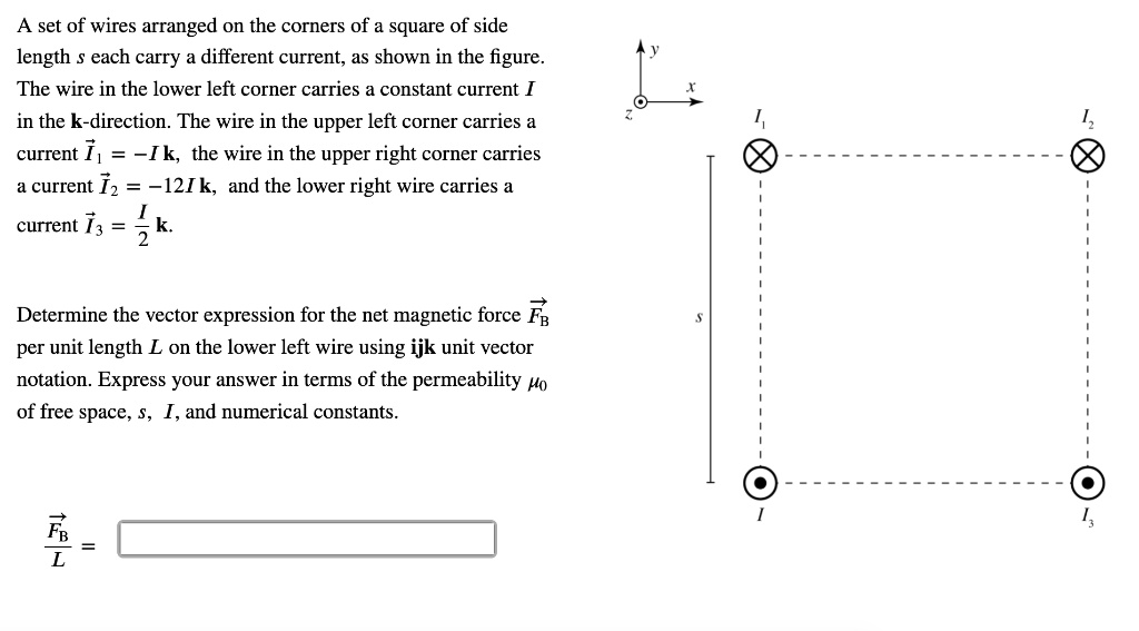 SOLVED: A set of wires arranged on the corners of a square of side ...