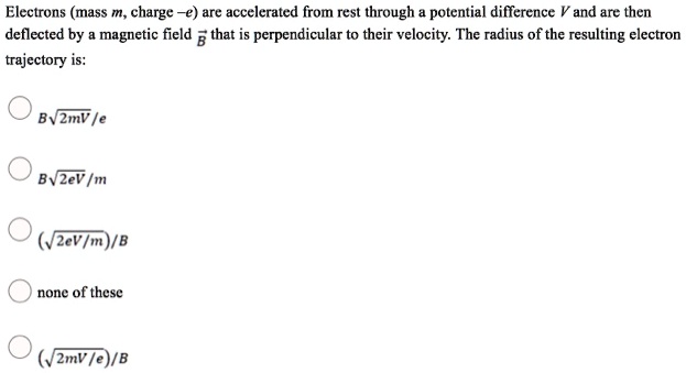 Solved Electrons Mass M Charge E Are Accelerated From Rest Through