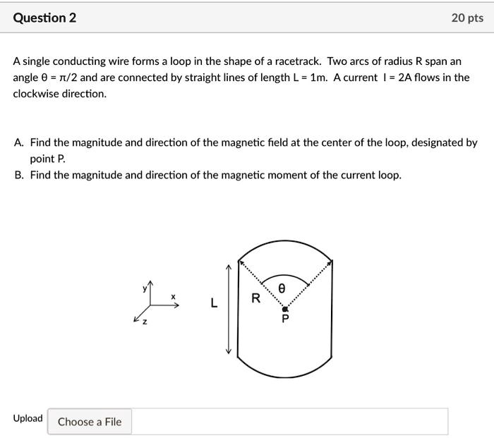 SOLVED: A single conducting wire forms a loop in the shape of a racetrack. Two arcs of radius R ...