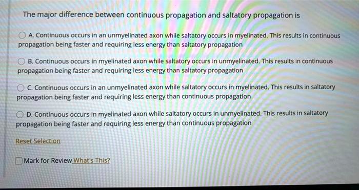 the major difference between continuous propagation and saltatory ...
