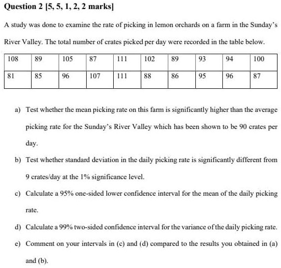 Question 2 [5,5,1,2,2 marks] A study was done to examine the rate of ...