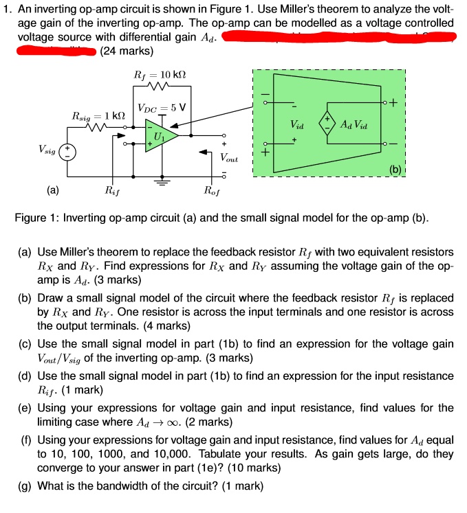 1 an inverting op amp circuit is shown in figure 1use millers theorem to analyze the volt age ...