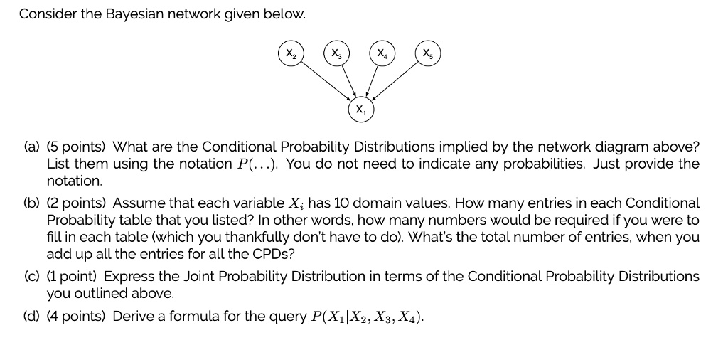 SOLVED: Consider the Bayesian network given below: (a) (5 points) What ...
