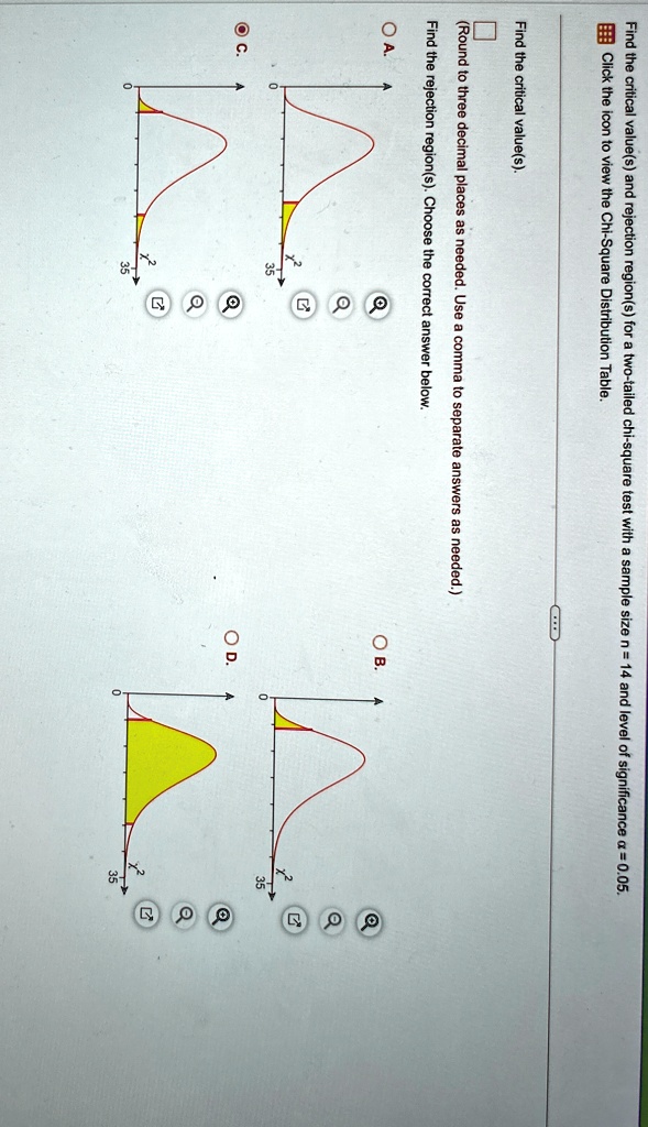 Find the critical value(s) and rejection region(s) for a two-tailed chi ...