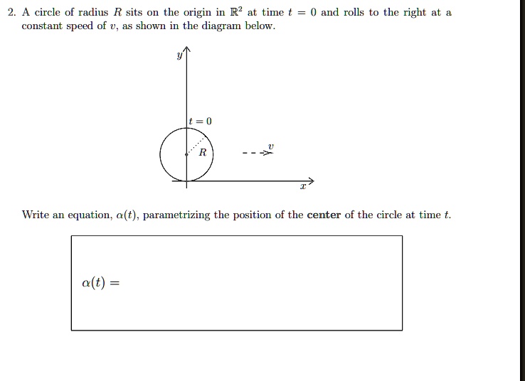 2. A circle of radius R sits on the origin in R² at time t = 0 and ...