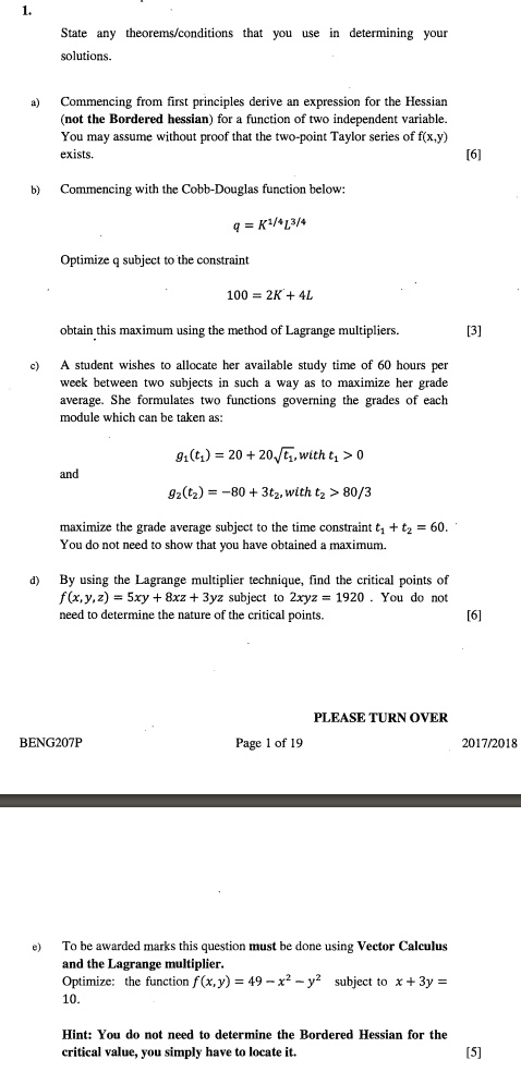 SOLVED:Stale mheoremgicundinons that you in determining YOLI solutions. Commencing from first ...