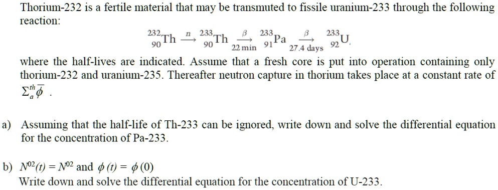 Thorium-232 is a fertile material that may be transmuted to fissile ...