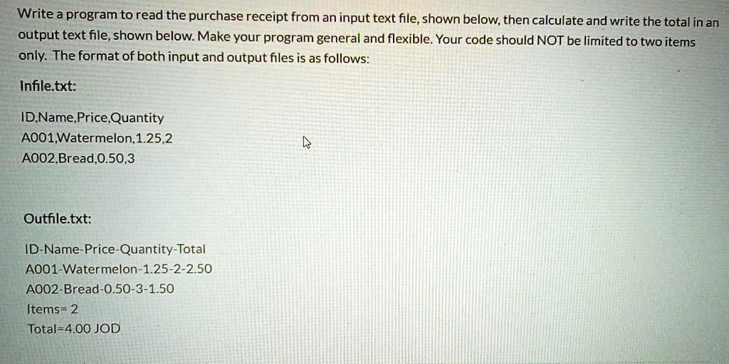 Solved Write A Very Simple Program Using Python Write A Program To Read The Purchase Receipt