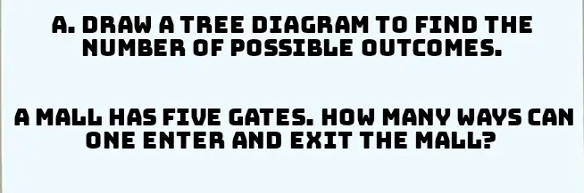 A. DRAW A TREE DIAGRAM TO FIND THE NUMBER OF POSSIBLE OUTCOMES. A MALL ...