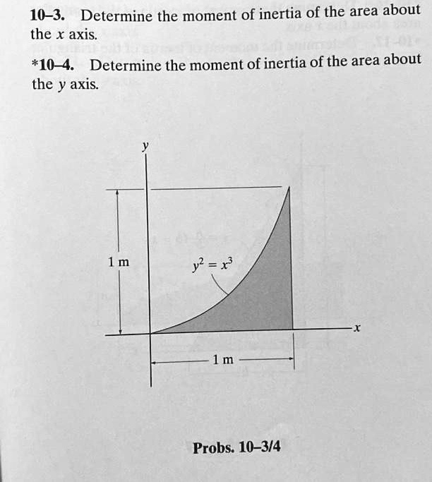 SOLVED: both please 10-3 Determine the moment of inertia of the area about the x axis. *10-4 ...