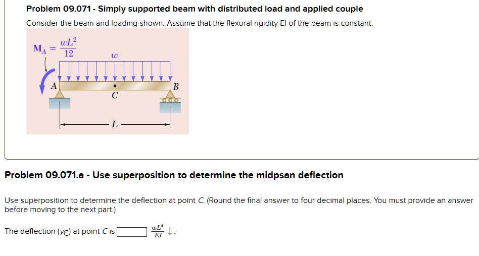 Problem 09.071 - Simply supported beam with distributed load and ...