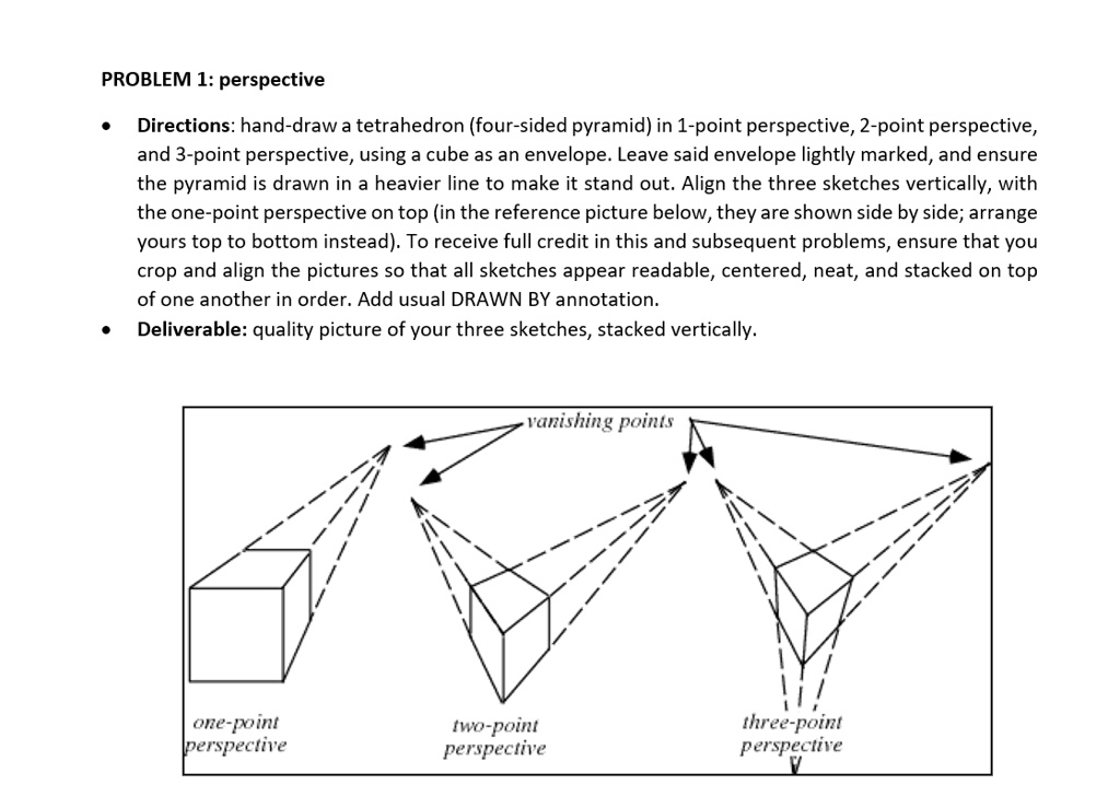 SOLVED: PROBLEM 1:perspective Directions: hand-draw a tetrahedron (four ...