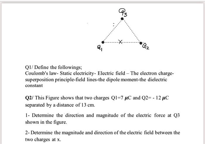 SOLVED: Q1/ Define the following: Coulomb's law - Static electricity - Electric field - The ...