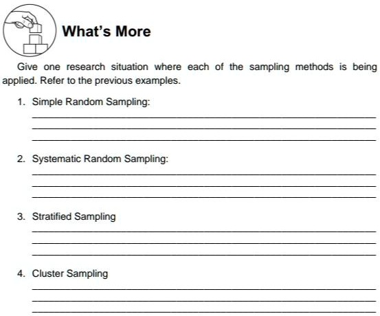 SOLVED: What's More Give one research situation where each applied ...
