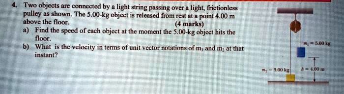 Solved Two Objects Are Connectcd By A Light String Passing Over And Lighl