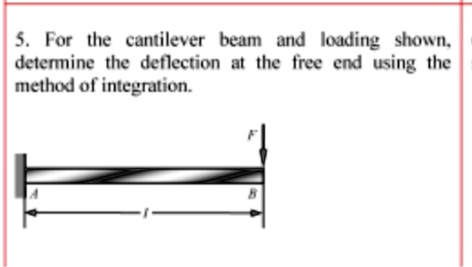 SOLVED: 5. For the cantilever beam and loading shown determine the deflection at the free end ...