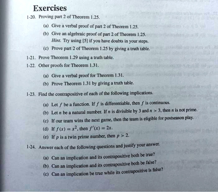 SOLVED:Exercises 1-20, Proving part 2 of Theorem Give verbal proof Of ...