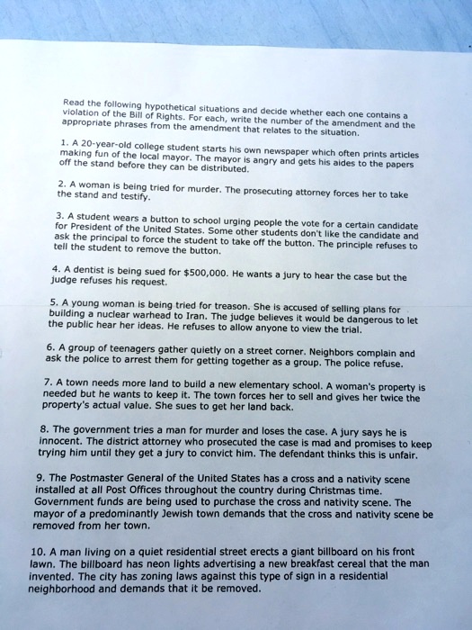 SOLVED: Read the following hypothetical situations and decide whether ...