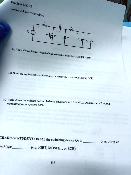 problem 3 30 for the cuk converter below a draw the cquivalent circuit ...