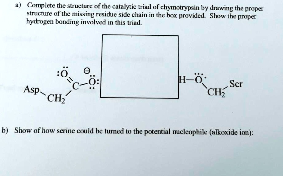 SOLVED: a) Complete the structure of the catalytic triad of ...
