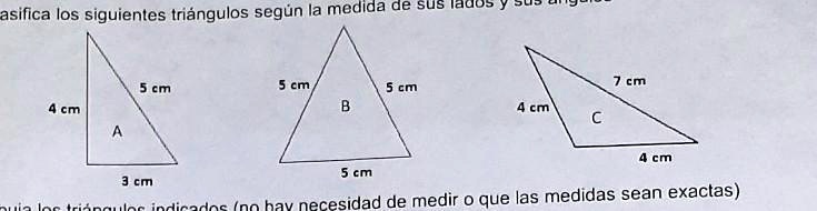 SOLVED: clasifica los siguientes triángulos según la medida de sus ... SOLVED: clasifica los siguientes triángulos según la medida de sus ...