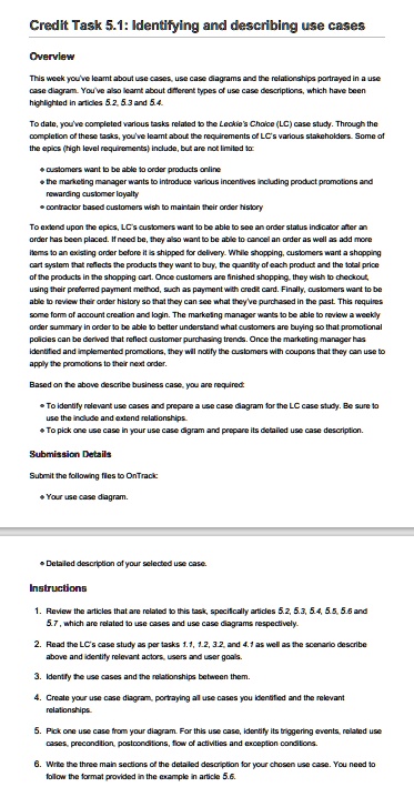 texts credit task 51 identifying and describing use cases overview this week youve learned about ...