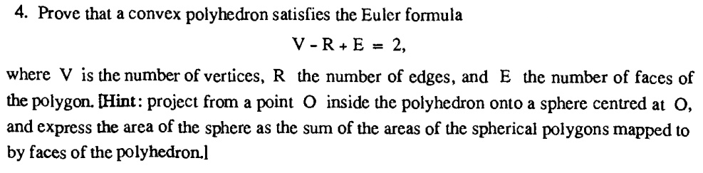 prove that a convex polyhedron satislies the euler formula v r e 2 ...