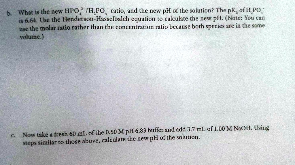 what is the new hpo hpo ratio and the new ph of the solution the pk of ...