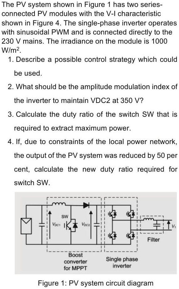 Solved The Pv System Shown In Figure 1 Has Two Series Connected Pv Modules With The V I