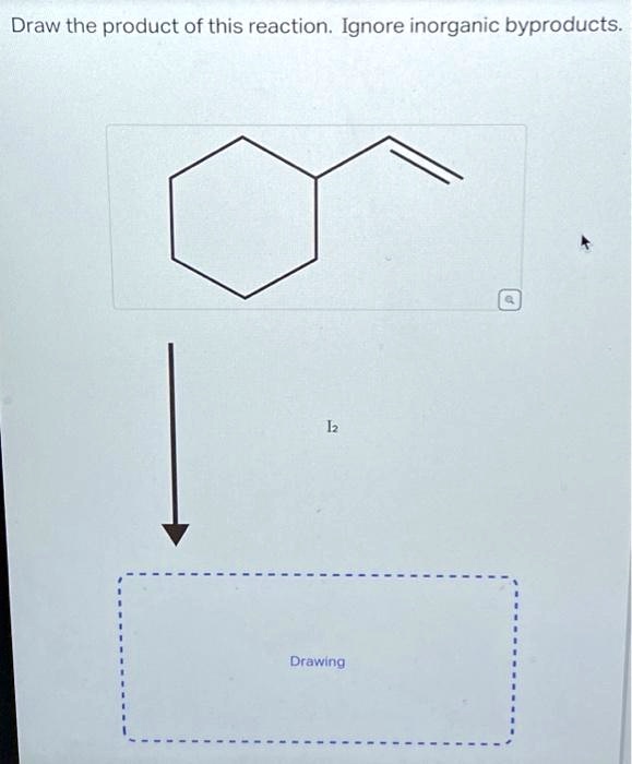 Draw the product of this reaction. Ignore inorganic byproducts. I2 ...
