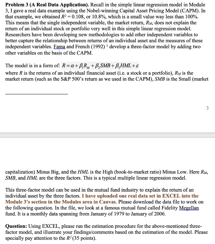 Problem 3 (A Real Data Application): Recall in the simple linear regression model in Module 3, I ...