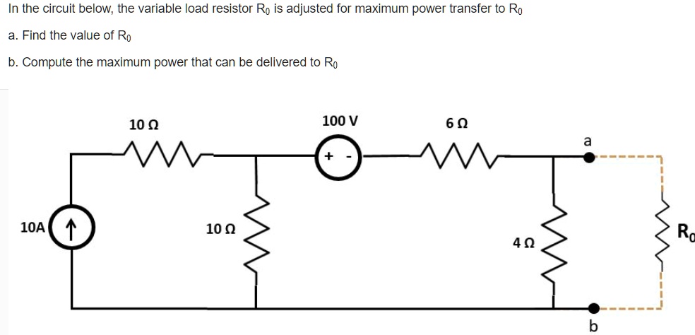 In the circuit below, the variable load resistor R0 is adjusted for ...