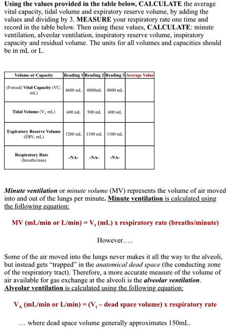SOLVED: Using the values provided in the table below,CALCULATE the ...